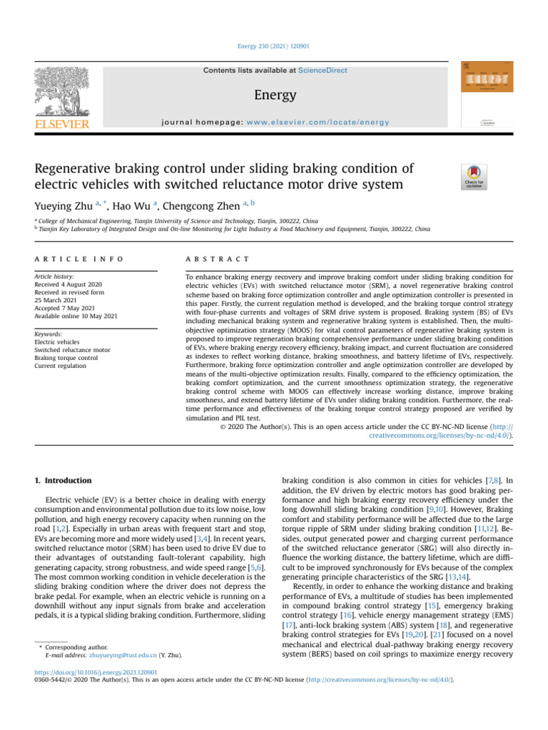 Regenerative Braking Control Under Sliding Braking Condition of Electric Vehicles With Switched ...