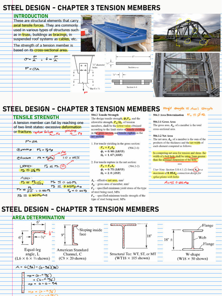 Steel Design Chapter 3.1 Tensile Strength | PDF