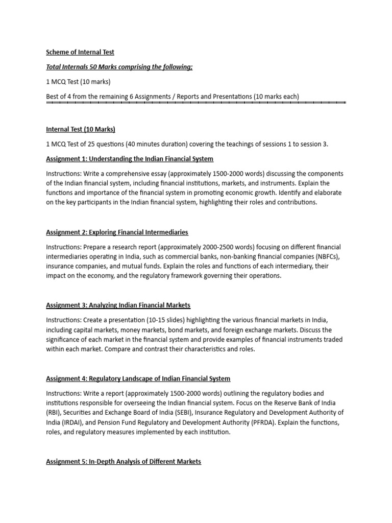 Assignments - Financial Markets and Products | PDF | Market (Economics) | Non Bank Financial ...