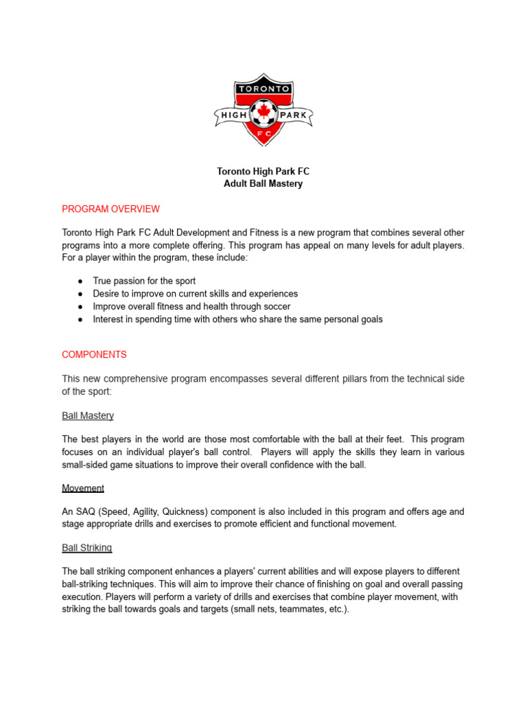 2023 Adult Ball Mastery - Overview and Outline | PDF | Physical Fitness ...