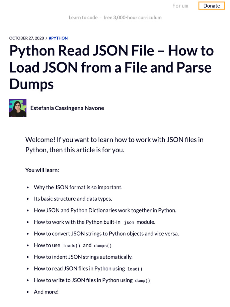 Python Read JSON File - How To Load JSON From A File and Parse Dumps | PDF