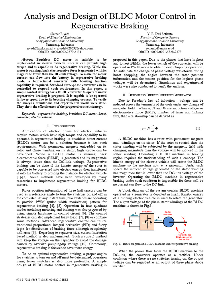 BLDC Motor Control for Regenerative Braking | PDF | Electric Motor ...