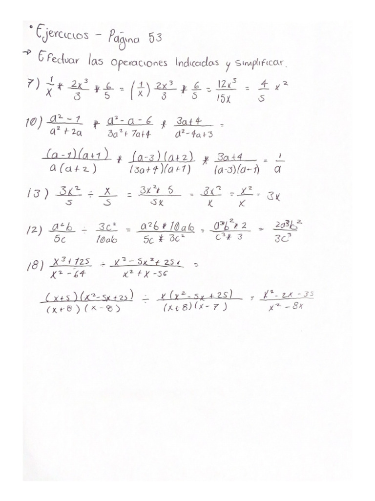 Efectuar Las Operaciones Indicadas y Simplificar. | PDF