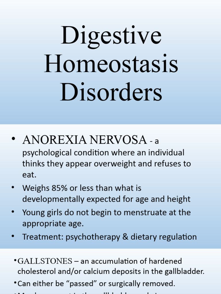Digestive Homeostasis Disorders | PDF | Gastrointestinal Tract | Esophagus