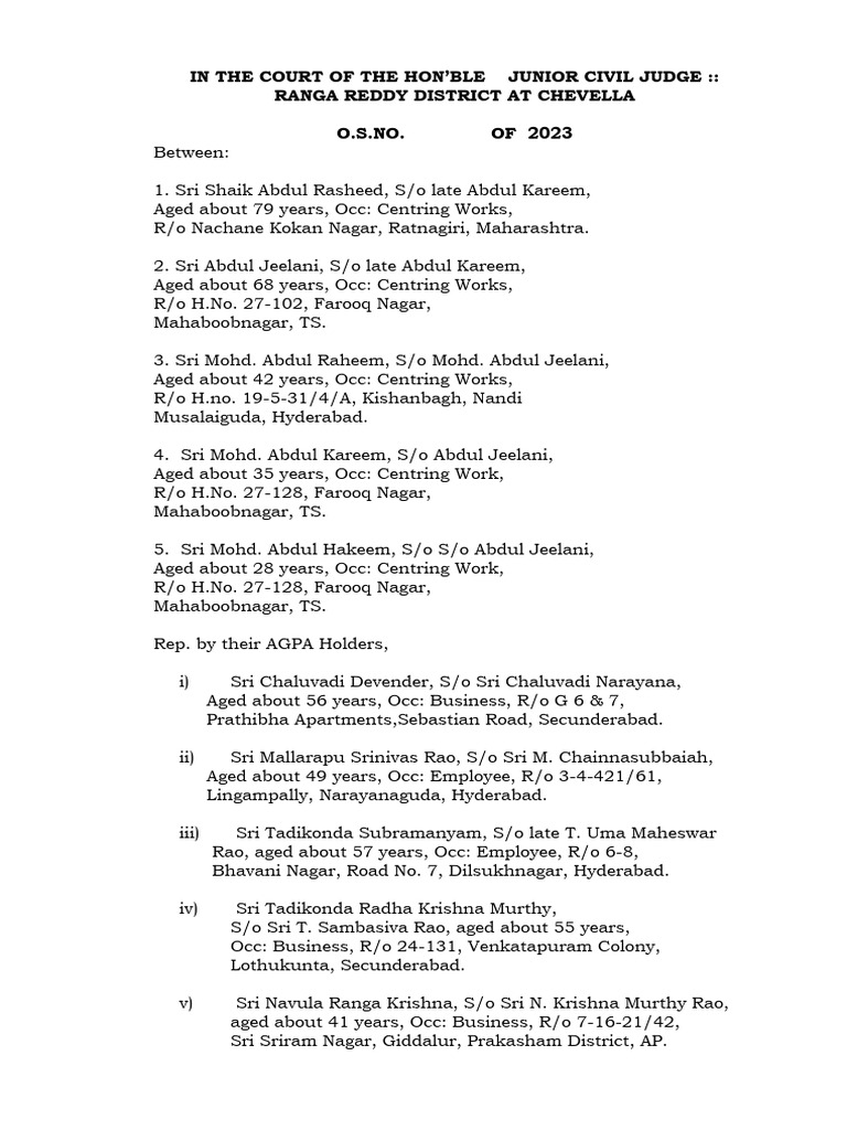 Shaik Abdul Rasheed - Inj Suit | PDF | Lawsuit | Easement