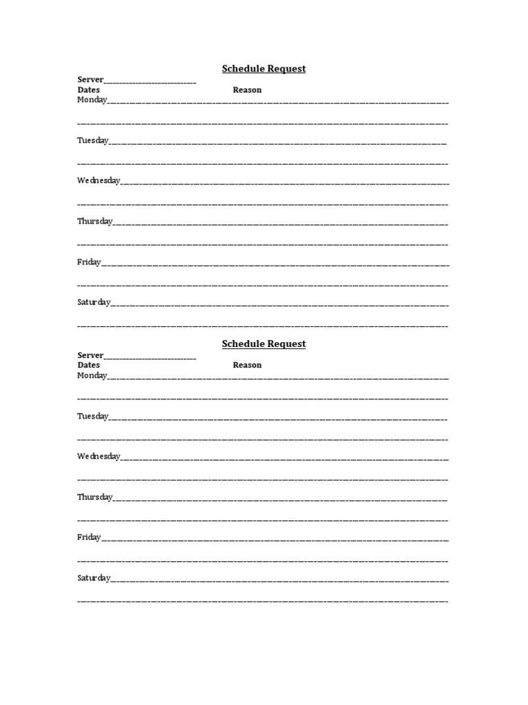 Weekly Server Schedule Request Form | PDF