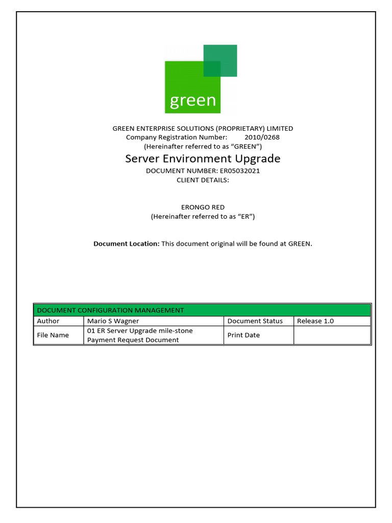 01 ER Server Environment Upgrade MileStones V1.2-Signed | PDF | Virtual ...
