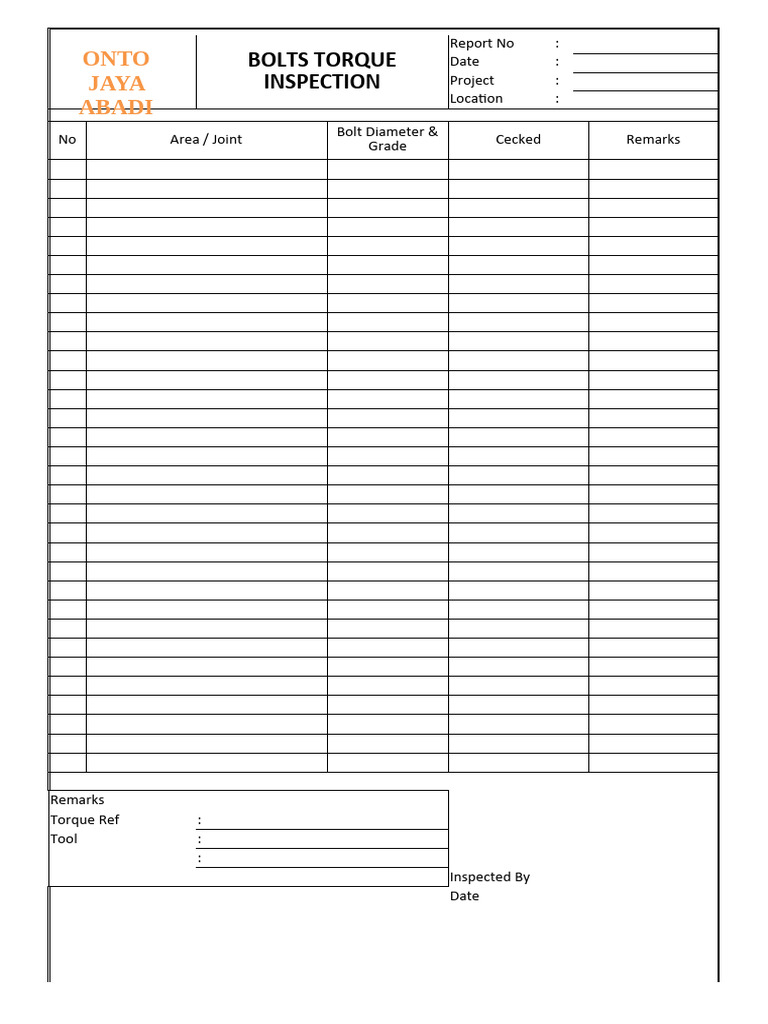 Form Bolt Torque | PDF