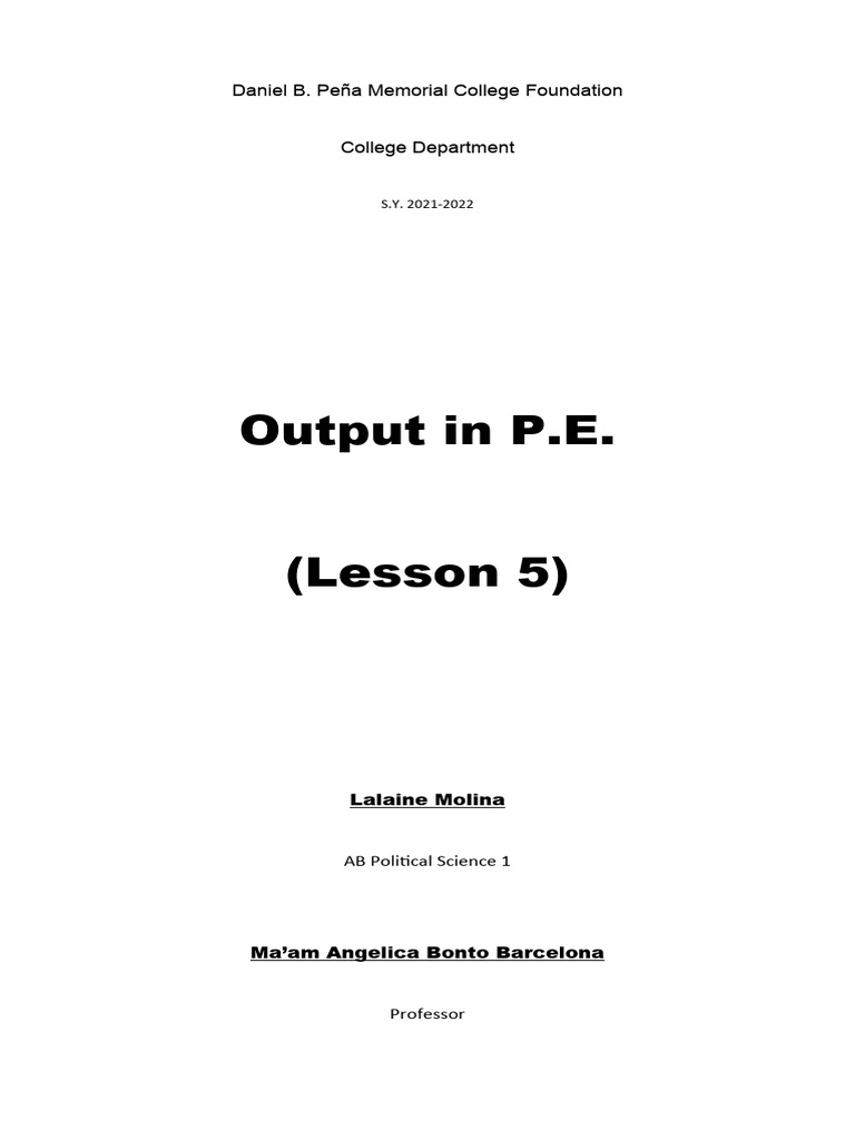 Output in PE Lesson 5 | PDF | Injury | Elbow