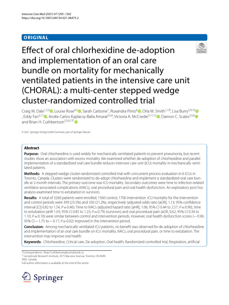Original: Intensive Care Med (2021) 47:1295-1302 | PDF | Intensive Care ...