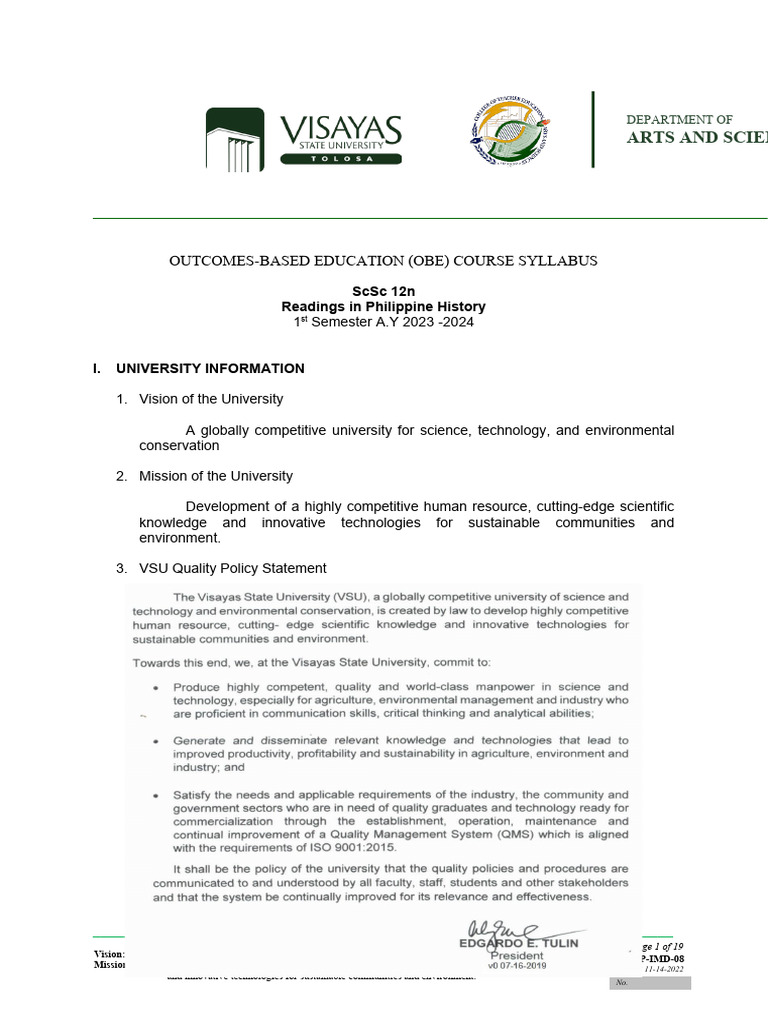 3TP IMD 08 Outcomes Based Education Course Syllabus - v2 11 14 2022 | PDF | Sustainability ...