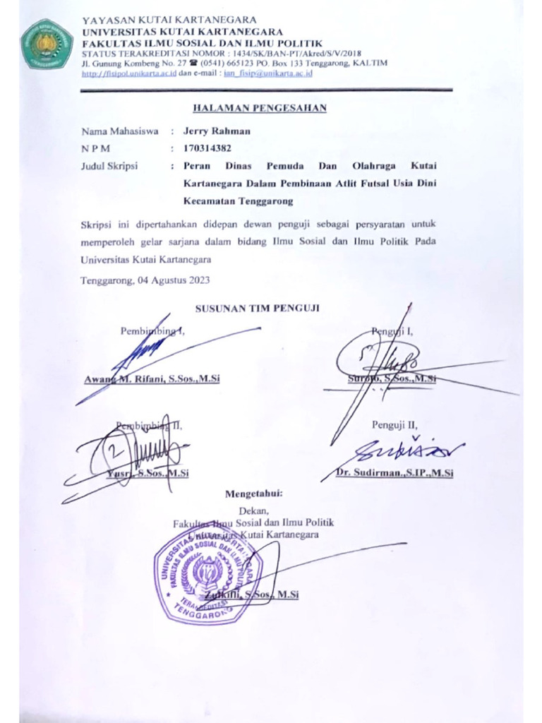 Halaman Pengesahan & Pernyataan Otoritas | PDF