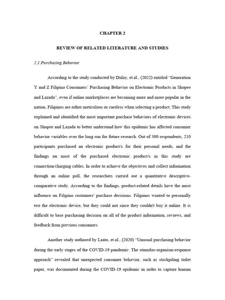 Chapter 2 (RRL) The Old One | PDF | Behavior | Consumer Behaviour