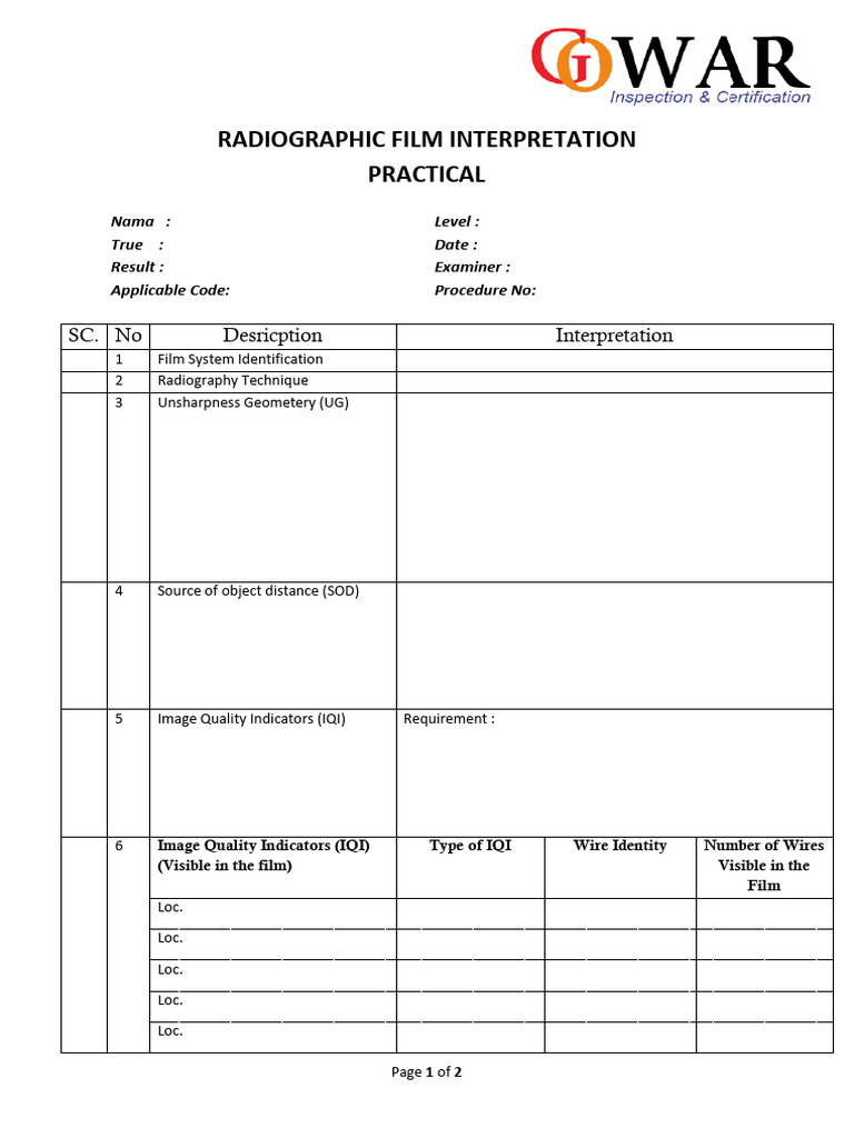 Practical RADIOGRAPHIC FILM INTERPRETATION | PDF Practical RADIOGRAPHIC FILM INTERPRETATION | PDF