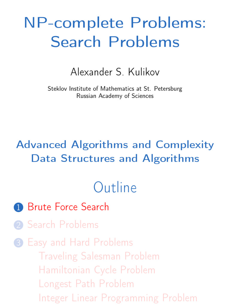 17 NP Complete Problems 1 Search Problems | PDF | Time Complexity | Computational Problems