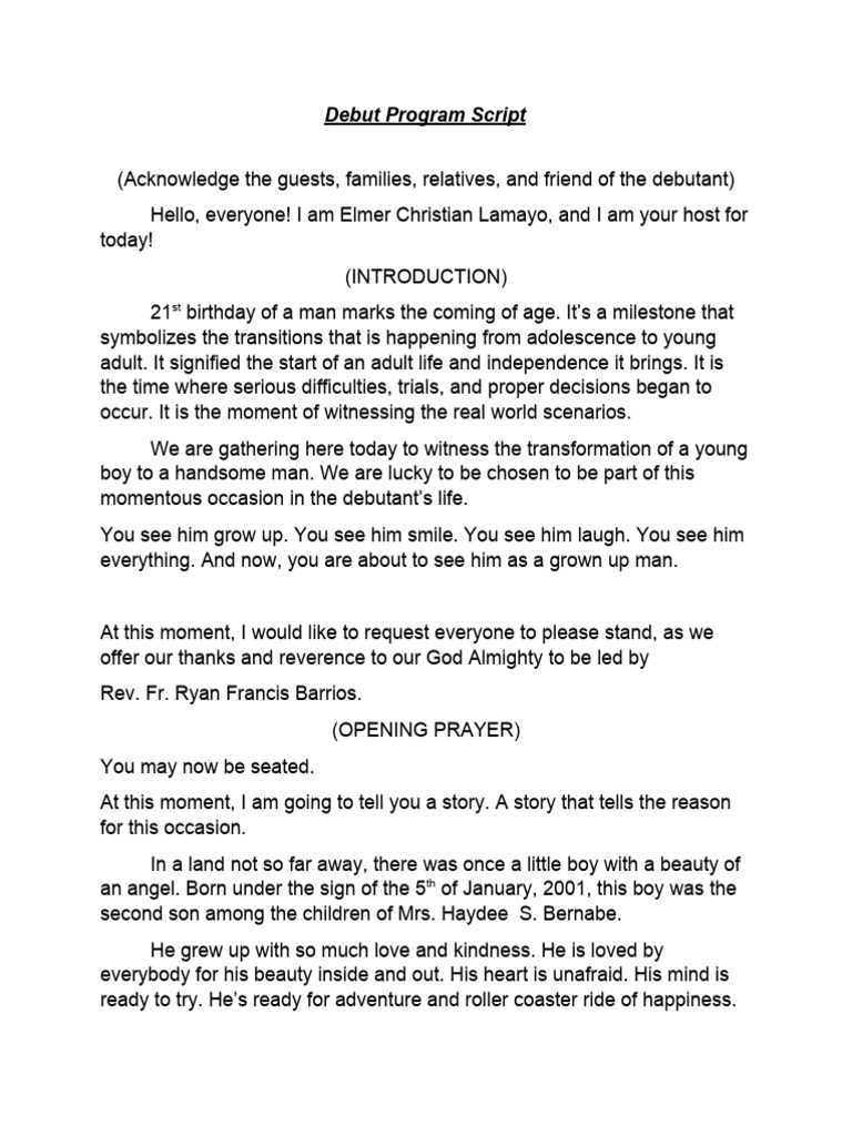 Debut Program Script | PDF