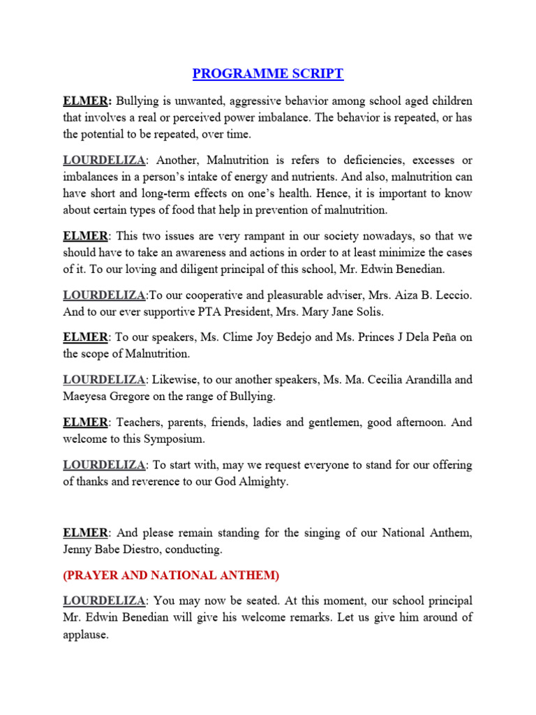 Programme Script | PDF