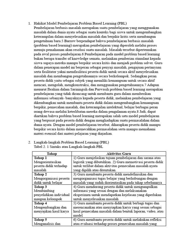 Hakikat Model Pembelajaran Problem Based Learning | PDF