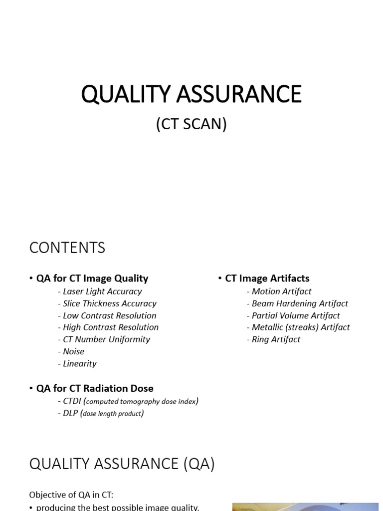CT Scan Quality Assurance Guide | PDF | Ct Scan | Anthropometry