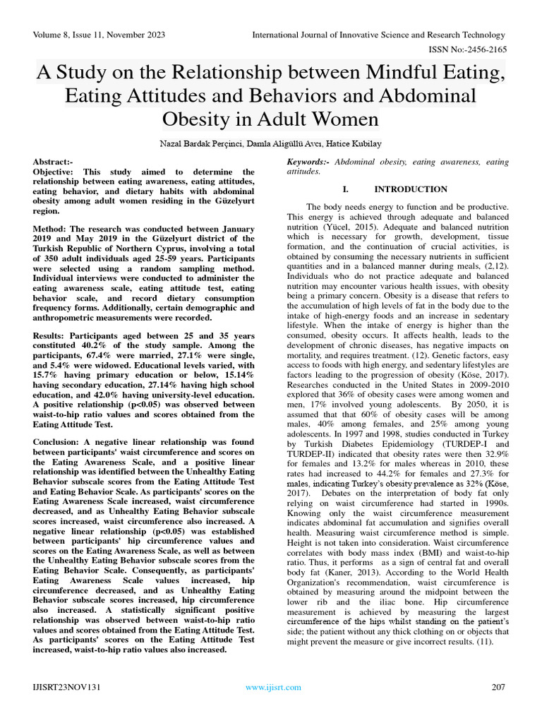 Mindful Eating and Abdominal Obesity Study | PDF | Obesity | Nutrition