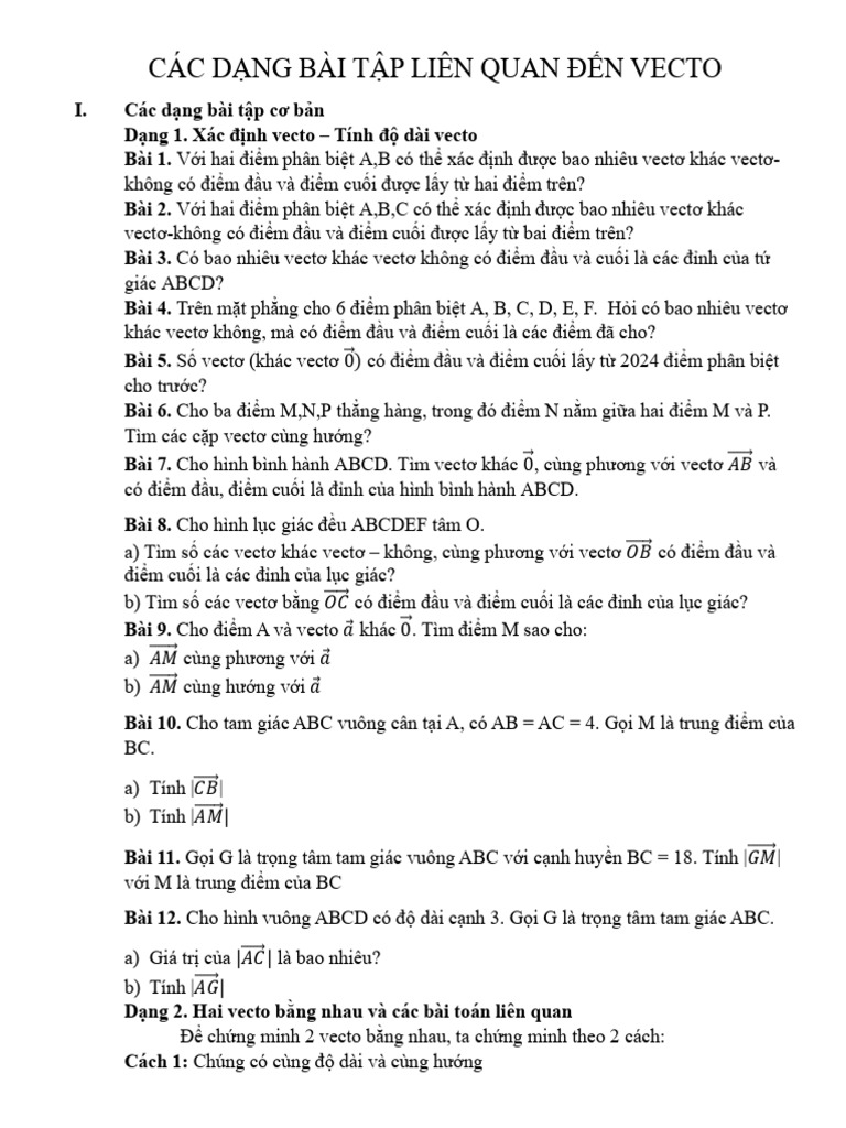 Dạng toán tổng hợp về vecto | PDF