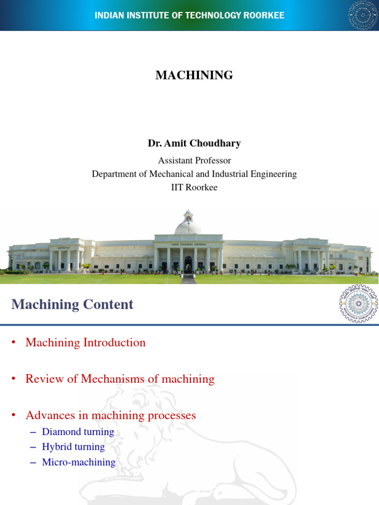 Machining Lecture 1 | PDF | Machining | Secondary Sector Of The Economy