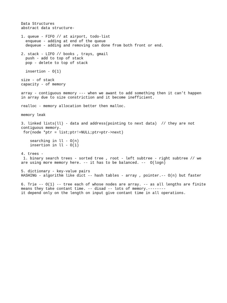 Week 5 Data Structures Pdf