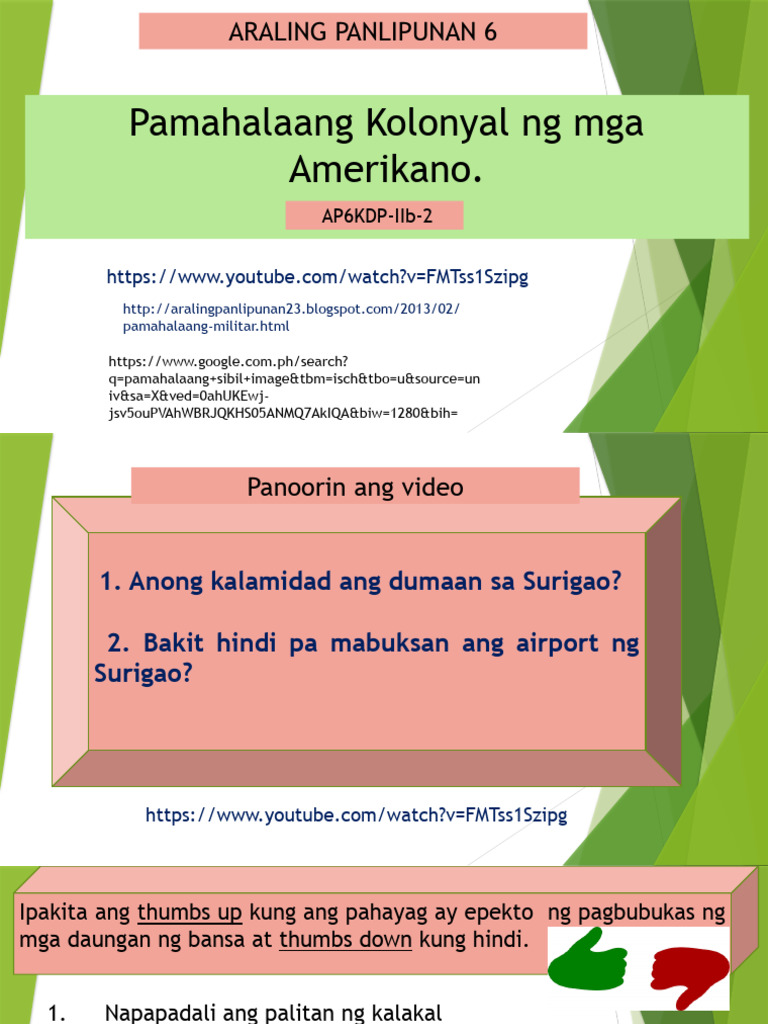 AP6 Q2 WEEK 3 Pamahalaang Kolonyal NG Mga Amerikano | PDF