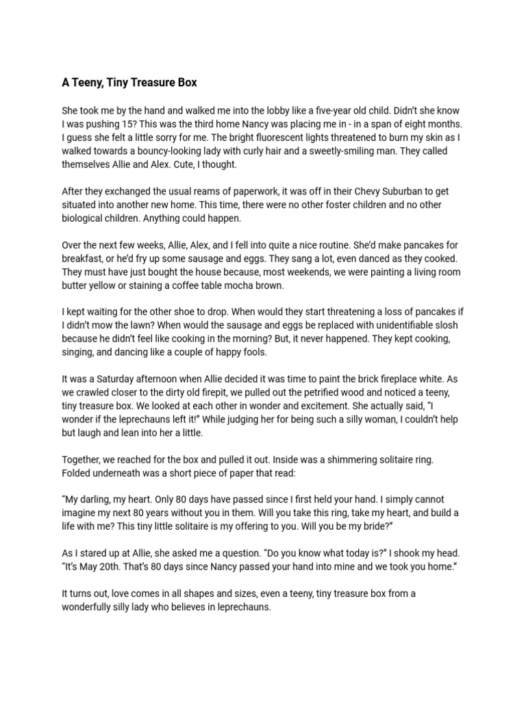 A Teeny, Tiny Treasure Box - Sample Narrative Essay | PDF