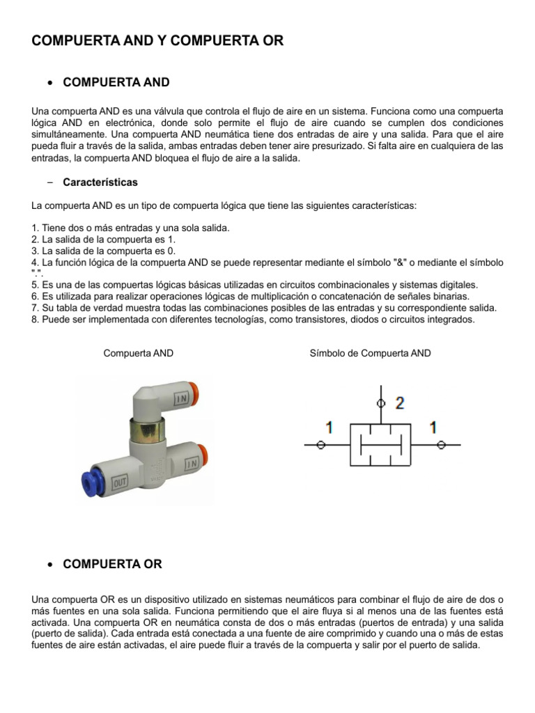Compuertas AND/OR y Válvulas Neumáticas | PDF | Puerta lógica ...