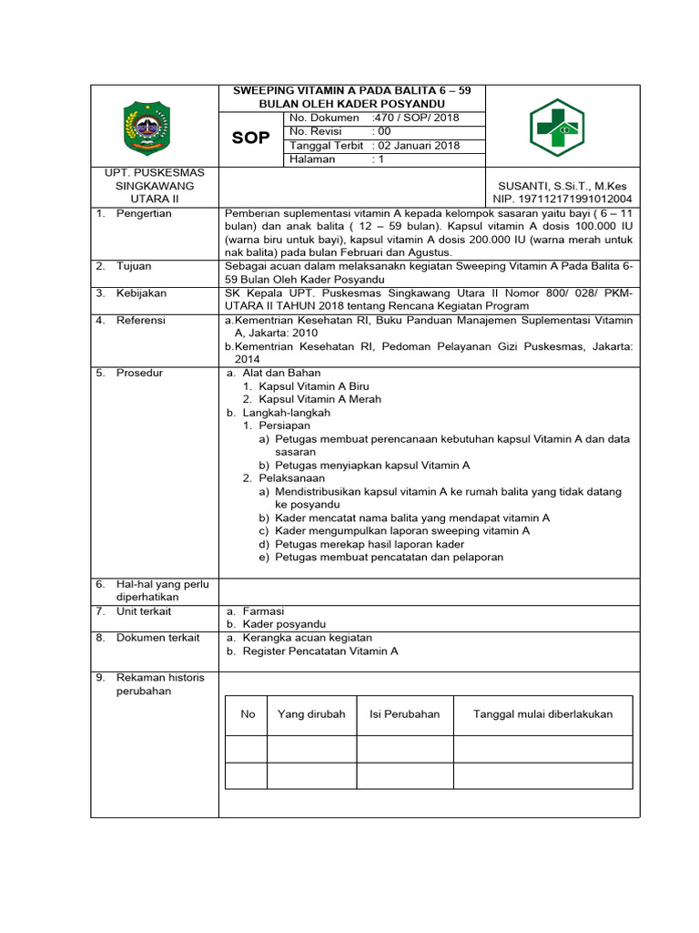 SOP Sweeping Vit A | PDF