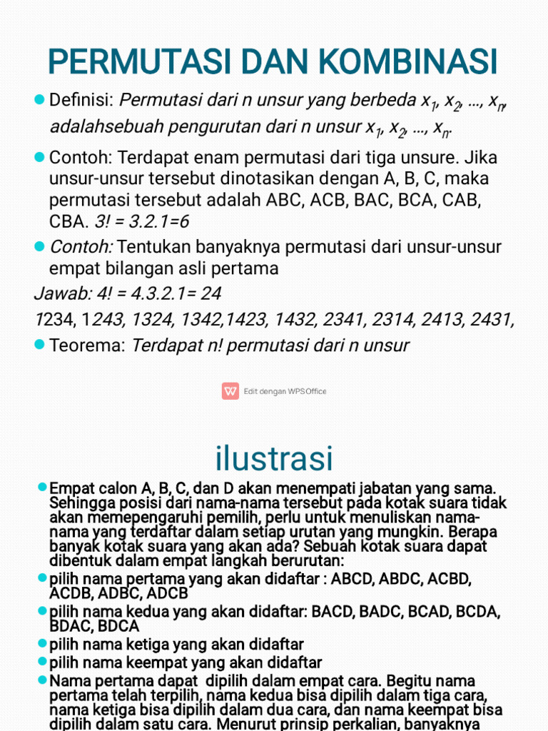 Permutasi dan Kombinasi: Definisi & Rumus | PDF