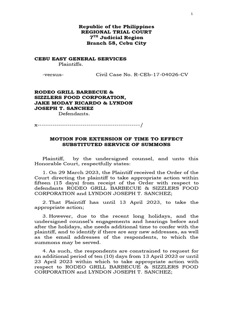 Motion For Extension BR 58 | PDF | Legal Procedure | Public Sphere