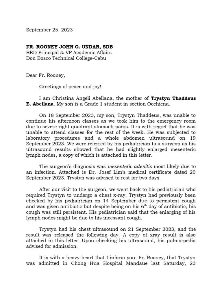 Excuse Letter | PDF | Medical Specialties | Clinical Medicine