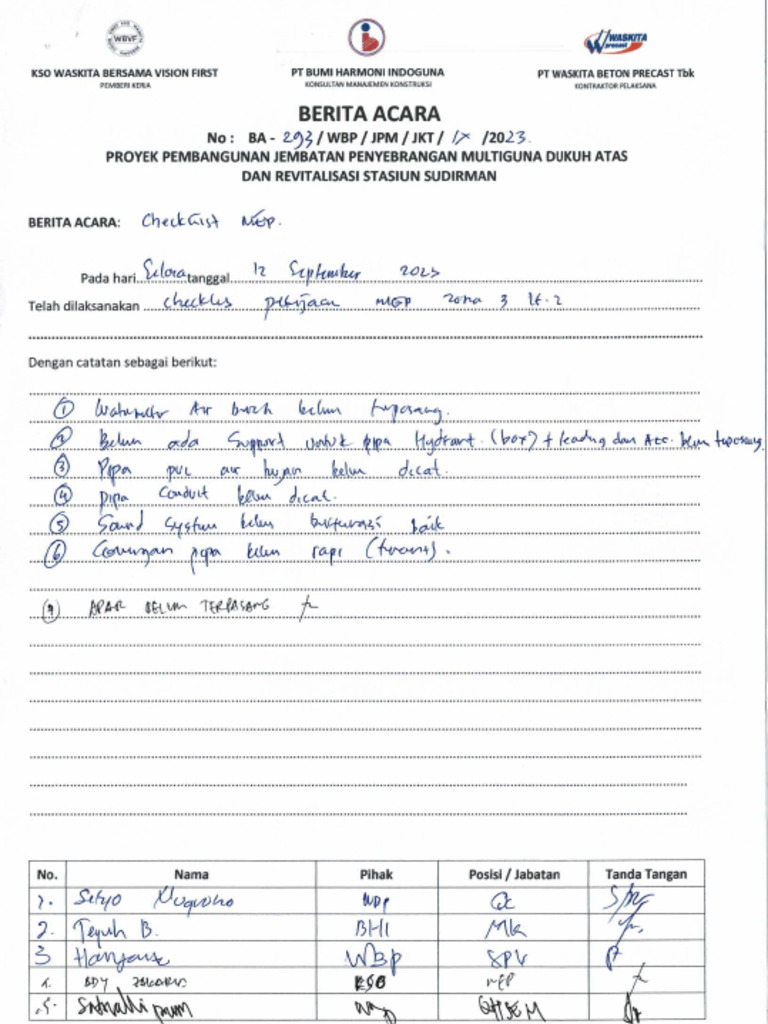 BA-293. Checklist MEP Lt. 2 Zona 3 | PDF