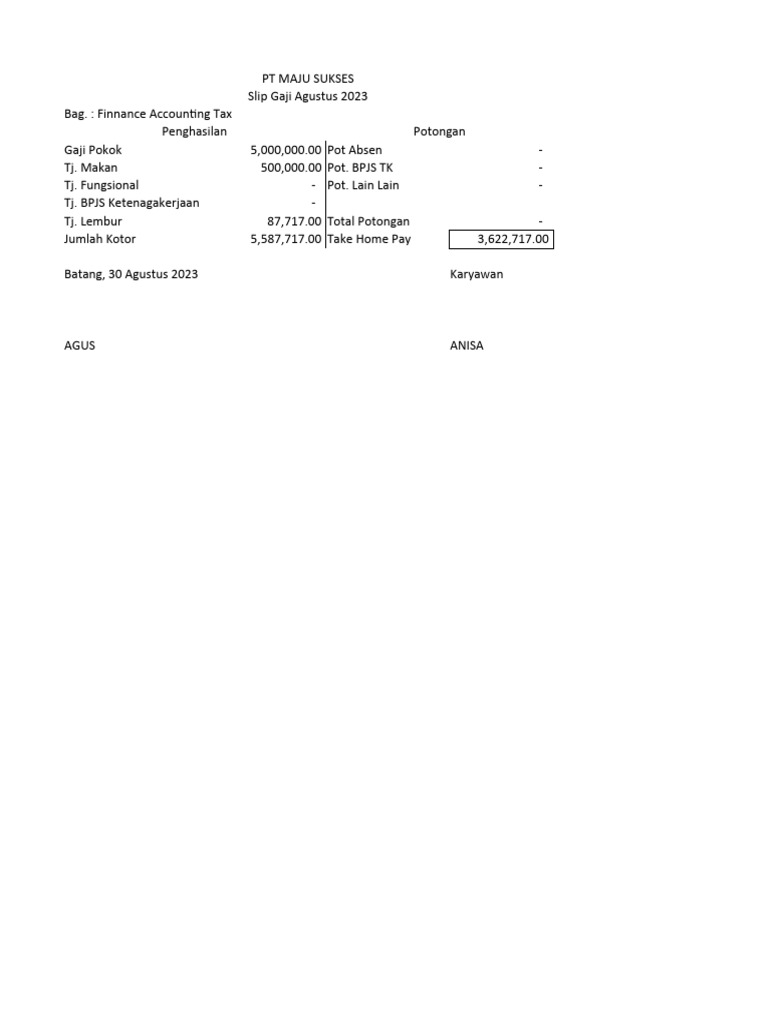 Contoh Slip Gaji Pdf