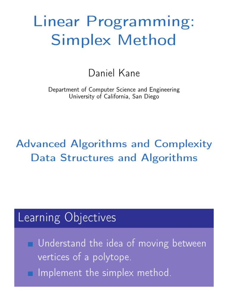 16 LP 6 Simplex | PDF | Linear Programming | Mathematical Optimization