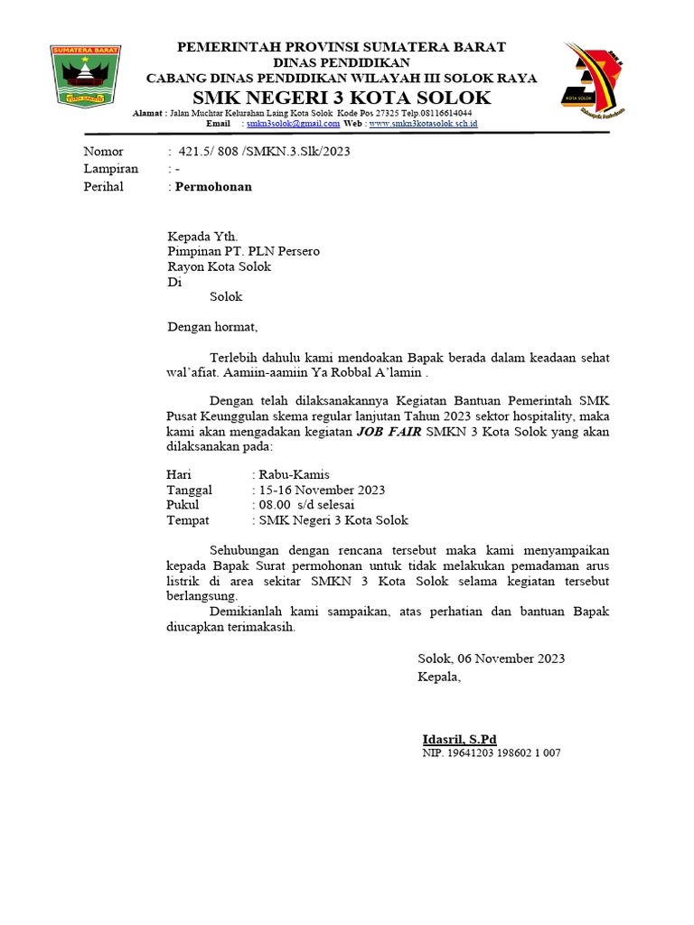 Ok Surat Pemberitahuan Ke PLN | PDF