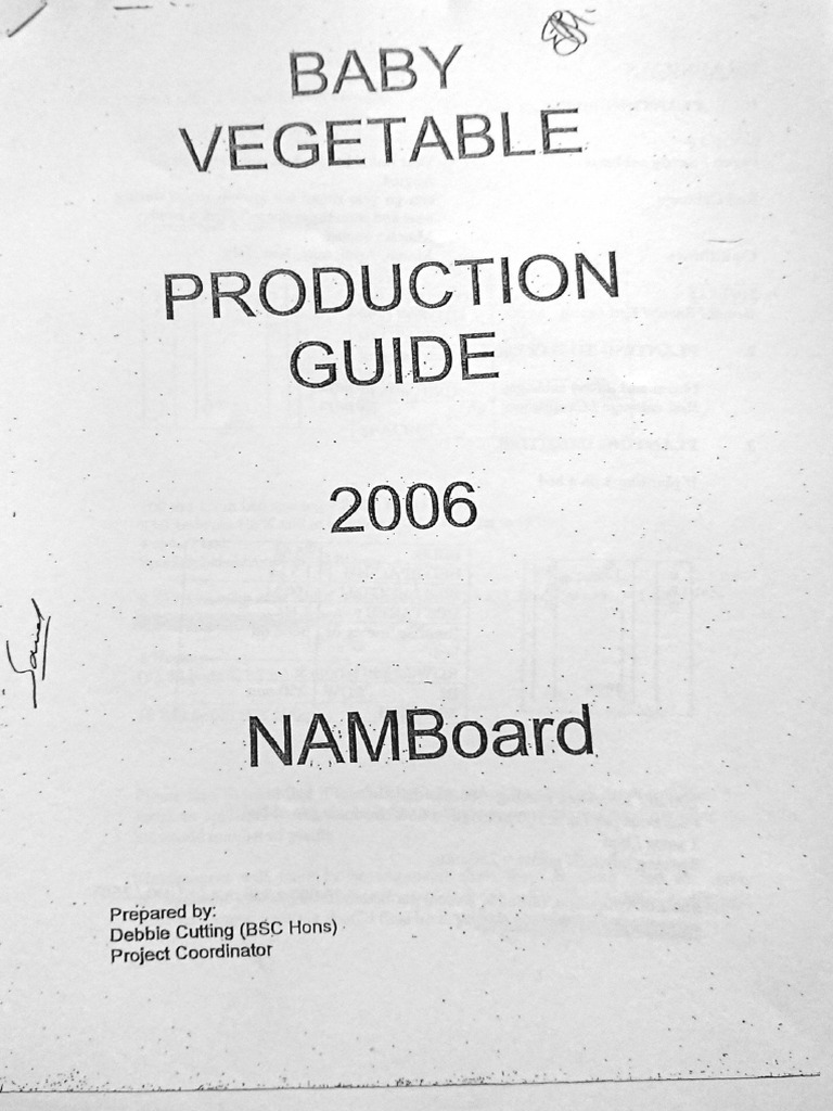 Baby Vegetable Production Guide | PDF