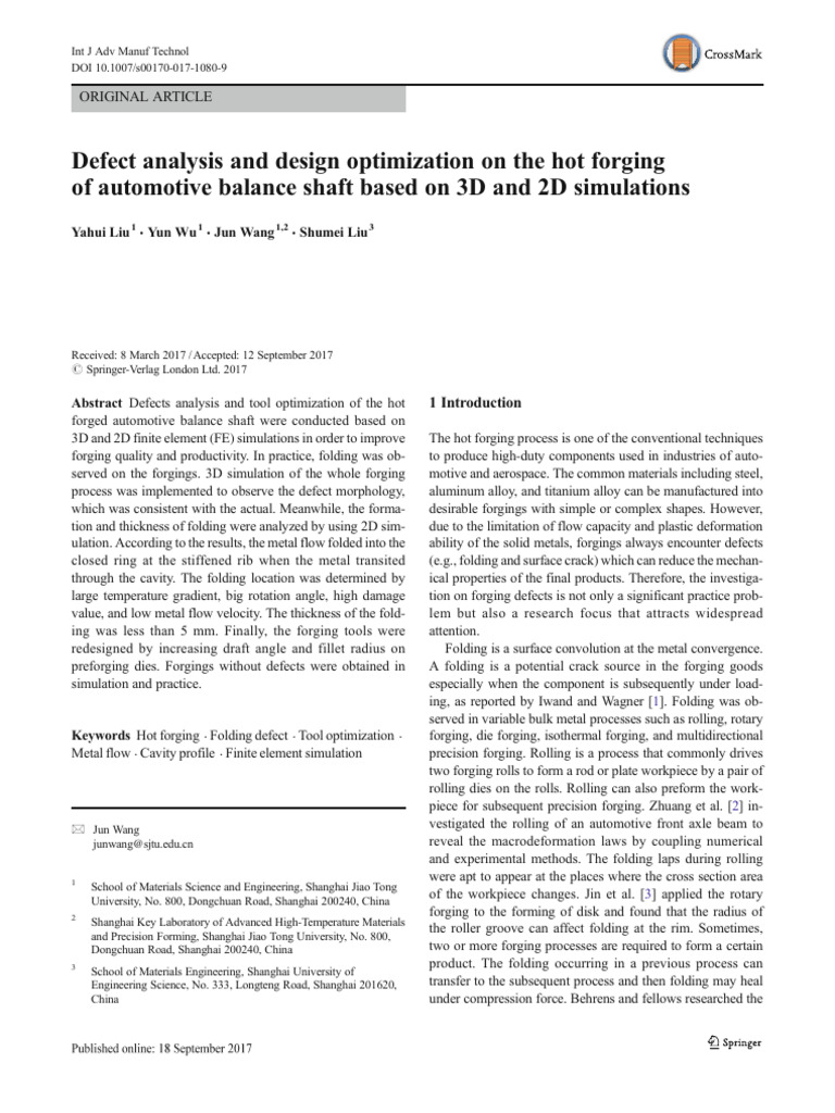 Liu2017 Hot Forgi̇ng | PDF | Forging | Deformation (Engineering)