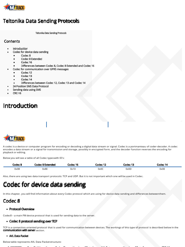 Teltonika Data Sending Protocols | PDF | Codec | Network Packet