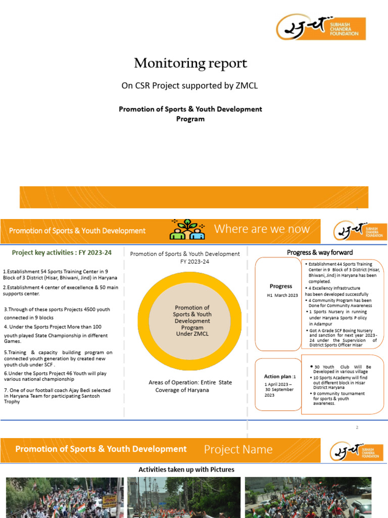 Csr Project Monitoring Report Zmcl And Youth And Sports Development H1