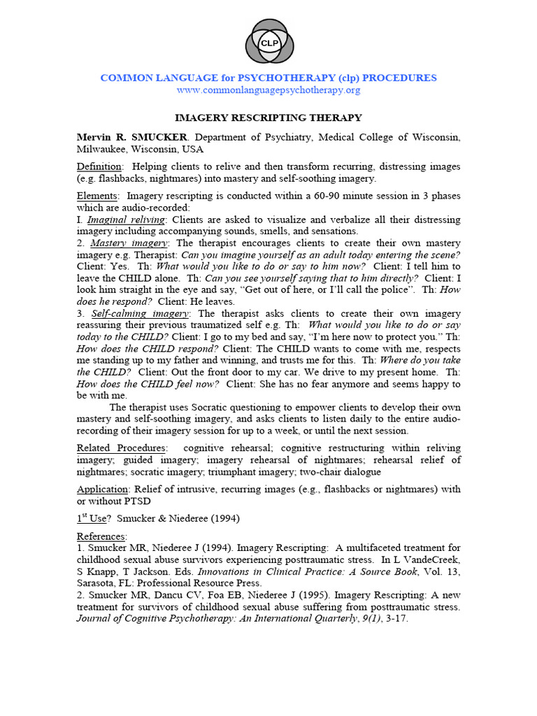 Imagery Rescripting | PDF | Psychotherapy | Clinical Medicine