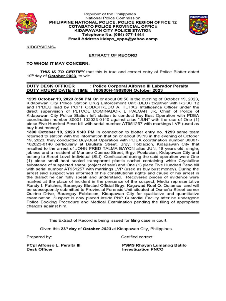 Ra 9165 | PDF | Police | Emergency Services