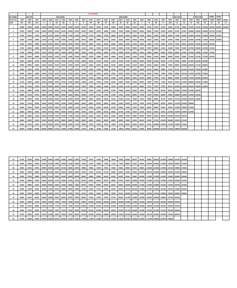 Pay Matrix 7th Pay | PDF