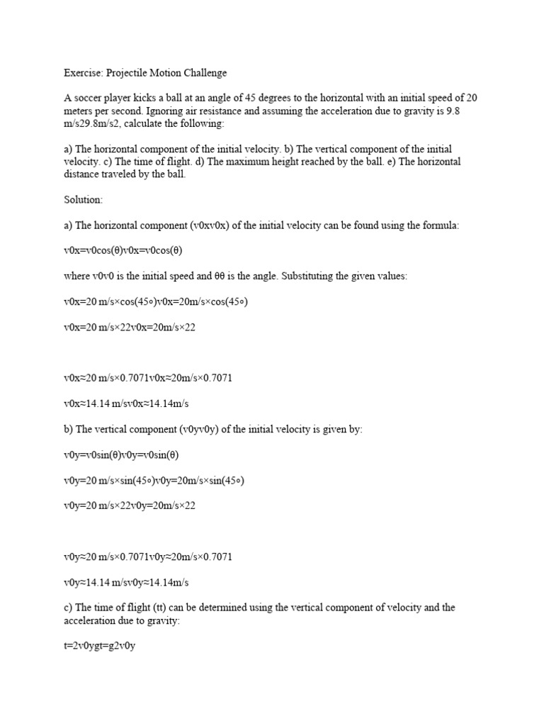 Projectile Motion Challenge p1p | PDF