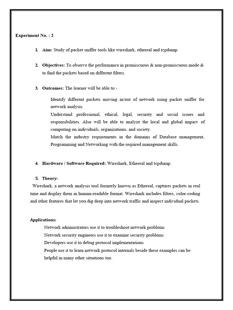ACNS LAB 1 - Packet Sniffer Tools | PDF | Data Transmission | System ...