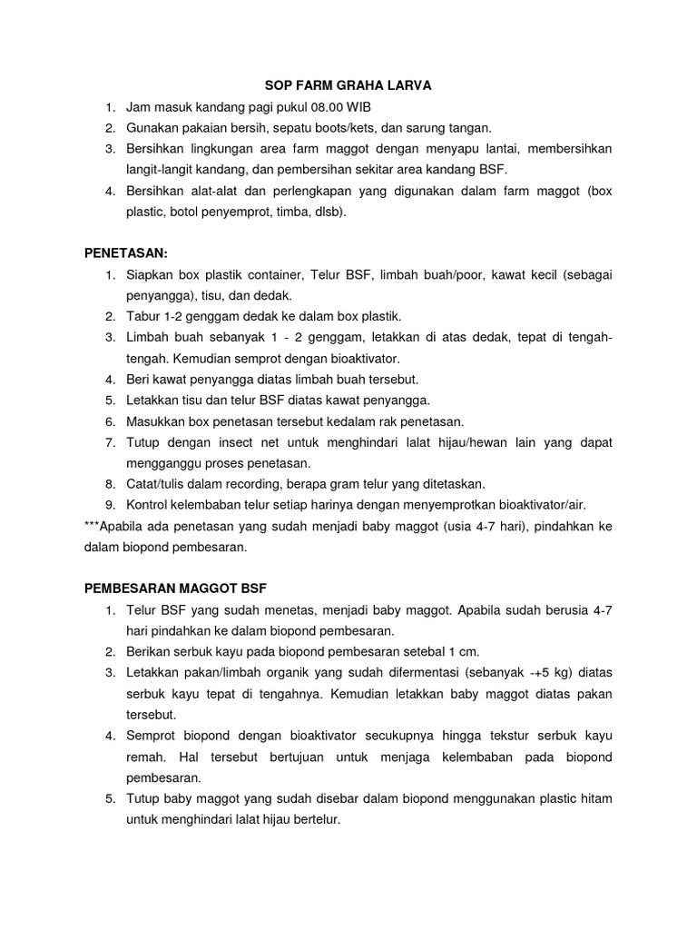 Sop Farm Graha Larva | PDF