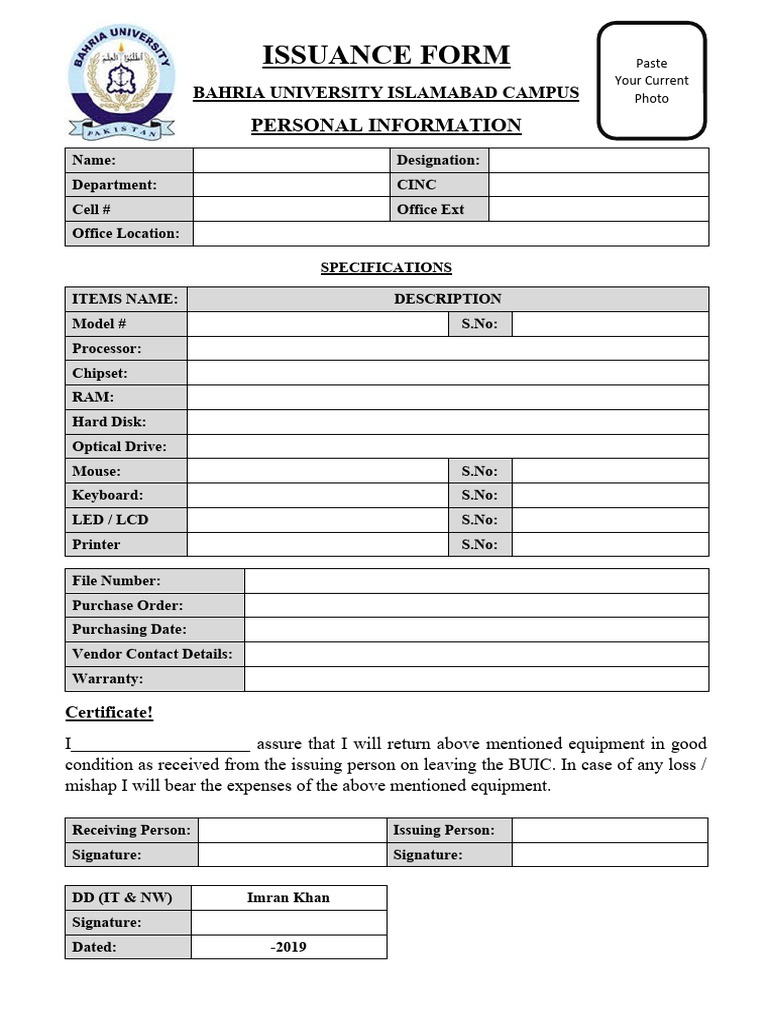 Item Issuance Form | PDF