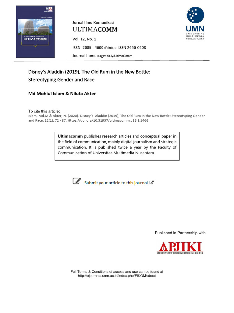 Aladdin 2019: Gender and Race Stereotypes | PDF | The Walt Disney Company